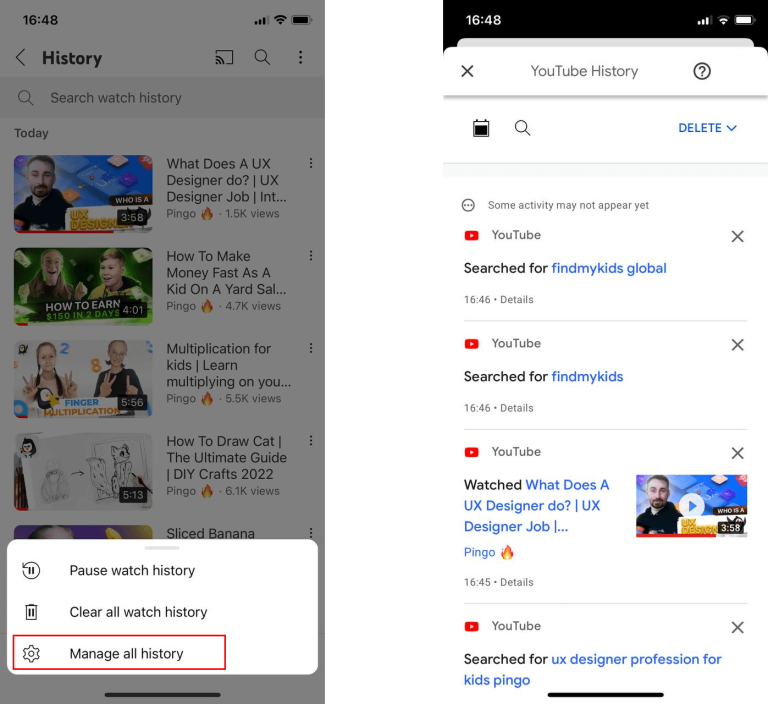 How to Check YouTube Search History & Delete Watch History | Findmykids
